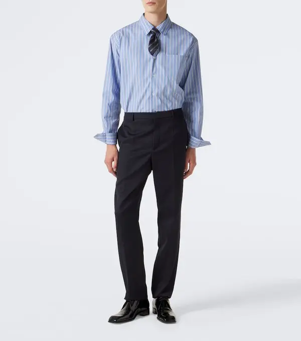 Saint Laurent Wool Gabardine Straight Pants