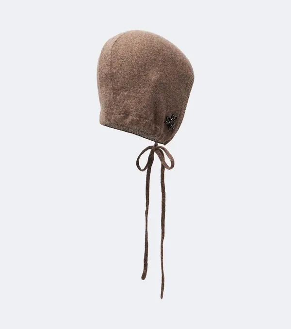 Simone Rocha Embellished Cashmere Hood - Brown