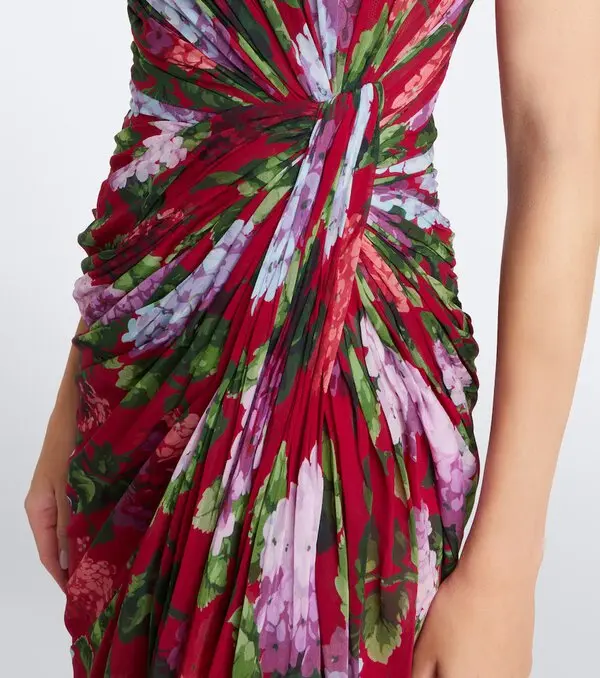Carolina Herrera Floral Silk Chiffon Bustier Gown