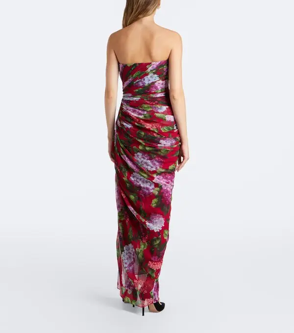 Carolina Herrera Floral Silk Chiffon Bustier Gown