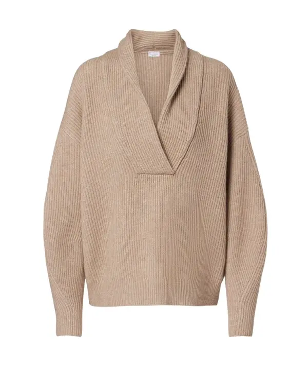 Brunello Cucinelli Ribbed-knit Cashmere Sweater - Brown