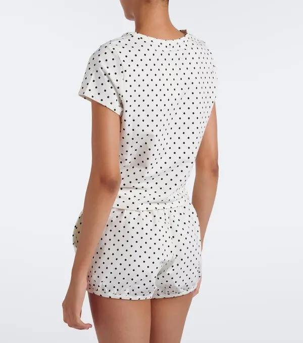 Posse Tommy Polka Dot Cotton Blend Jersey T-shirt - White