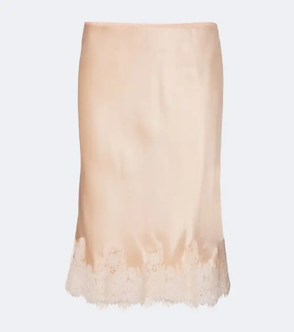 DÔEN Elenora Silk Satin Lace-trimmed Slip Skirt - Pink