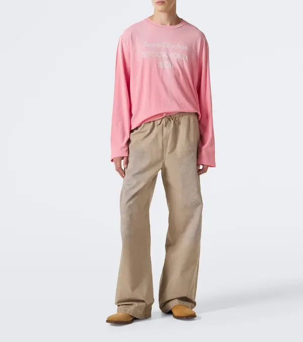 Acne Studios 1996 Logo Cotton-blend Jersey T-shirt - Pink