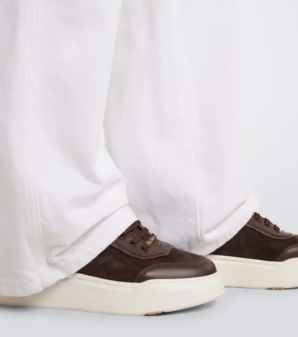 Max Mara Leather-trimmed Suede Platform Sneakers