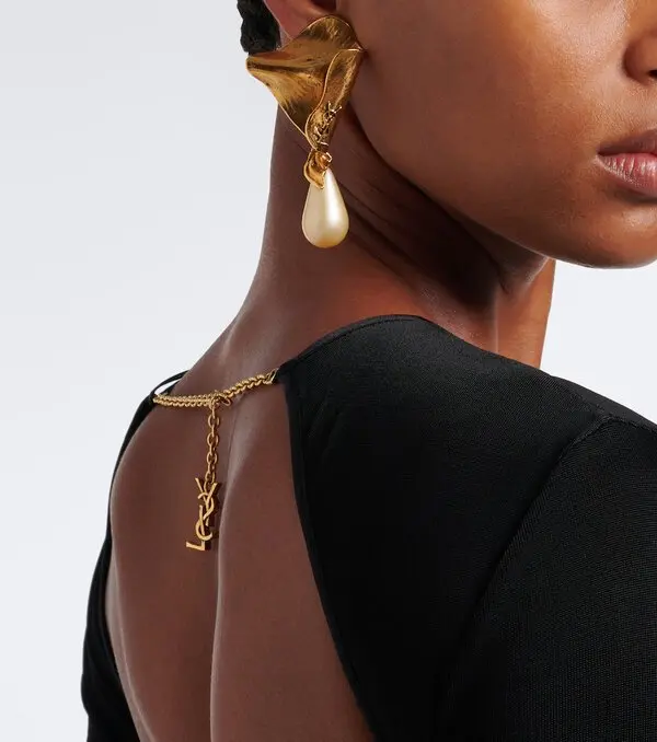 Saint Laurent Cassandre Faux Pearl Clip-on Earrings - Gold