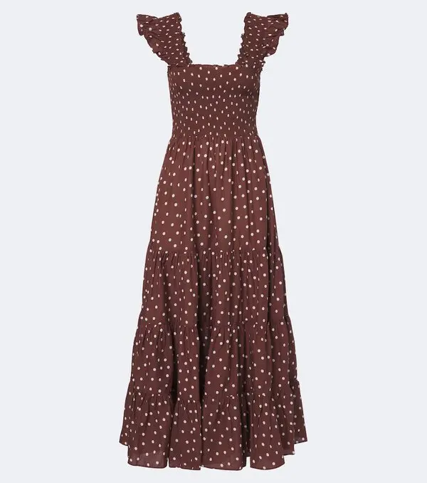 Rixo Kendall Polka Dot Cotton Midi Dress - Brown