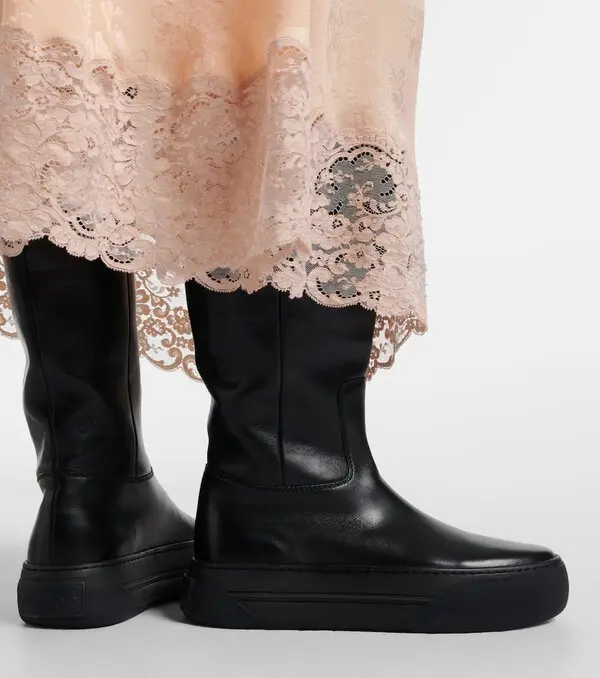 Chloé Delia Leather Knee-high Boots - Black