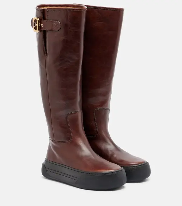 Chloé Delia Leather Knee-high Boots - Brown