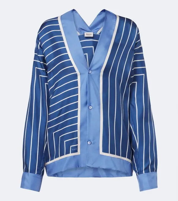 TOD'S Striped Silk Shirt - Blue