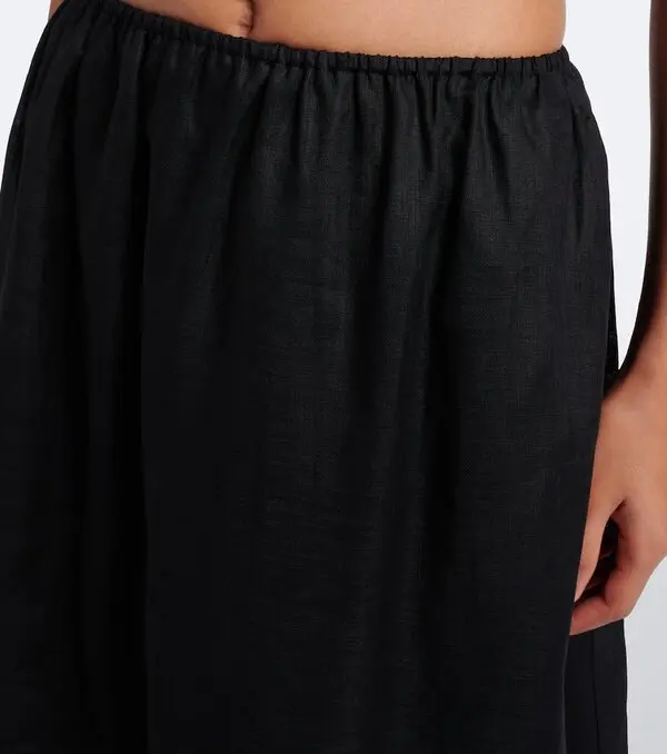 Posse Alfie Embroidered Linen Midi Skirt