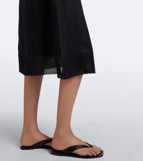 Posse Alfie Embroidered Linen Midi Skirt