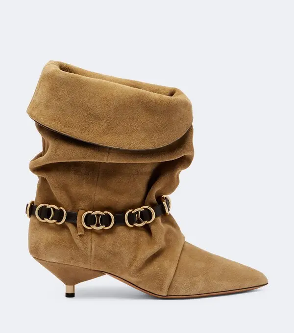 Isabel Marant Étoile Edrik Embellished Suede Ankle Boots - Beige