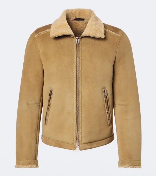 TOM FORD Shearling-trimmed Leather Jacket