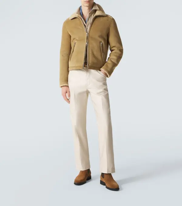 TOM FORD Shearling-trimmed Leather Jacket