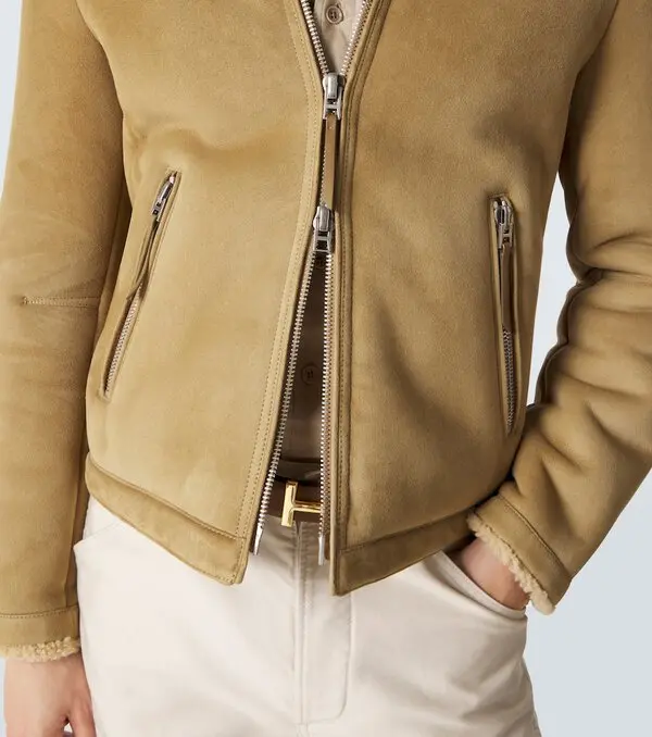 TOM FORD Shearling-trimmed Leather Jacket