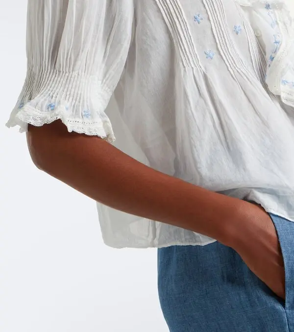 DÔEN Hettie Floral Ruffled Cotton Top