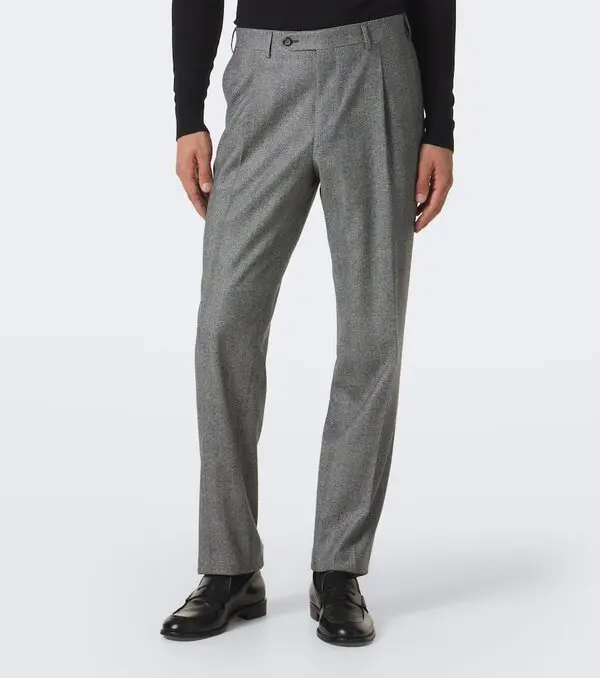 Canali Checked Double-breasted Wool Suit - Black
