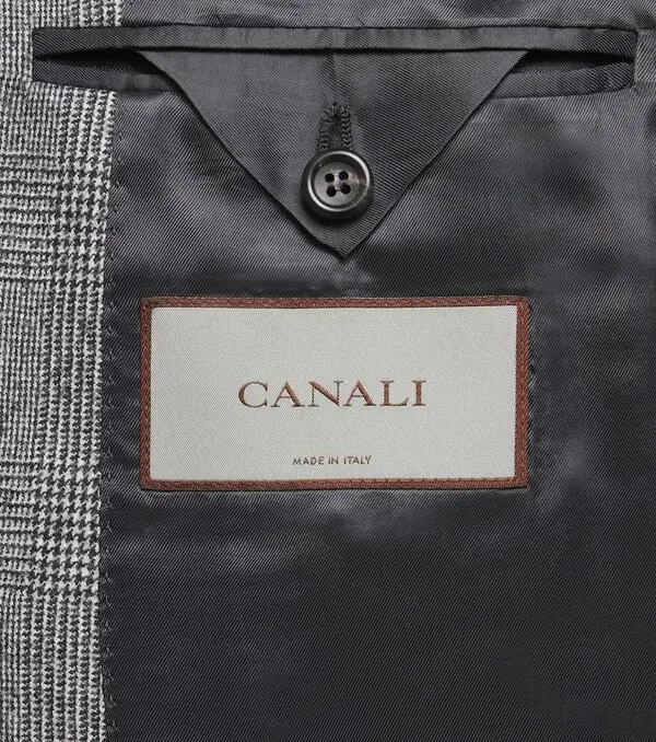 Canali Checked Double-breasted Wool Suit - Black