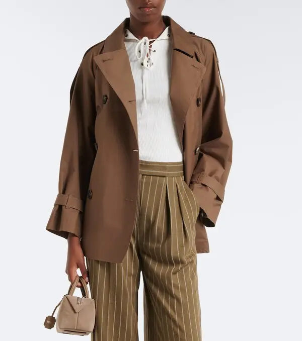 Max Mara Cropped Cotton-blend Twill Trench Coat - Brown