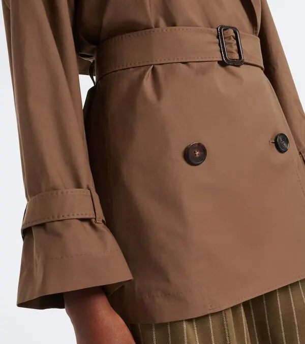 Max Mara Cropped Cotton-blend Twill Trench Coat - Brown