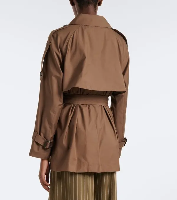 Max Mara Cropped Cotton-blend Twill Trench Coat - Brown