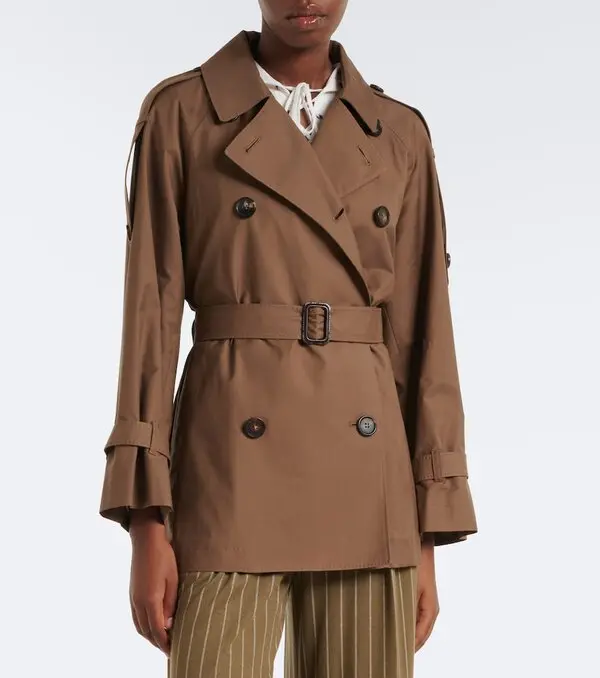 Max Mara Cropped Cotton-blend Twill Trench Coat - Brown