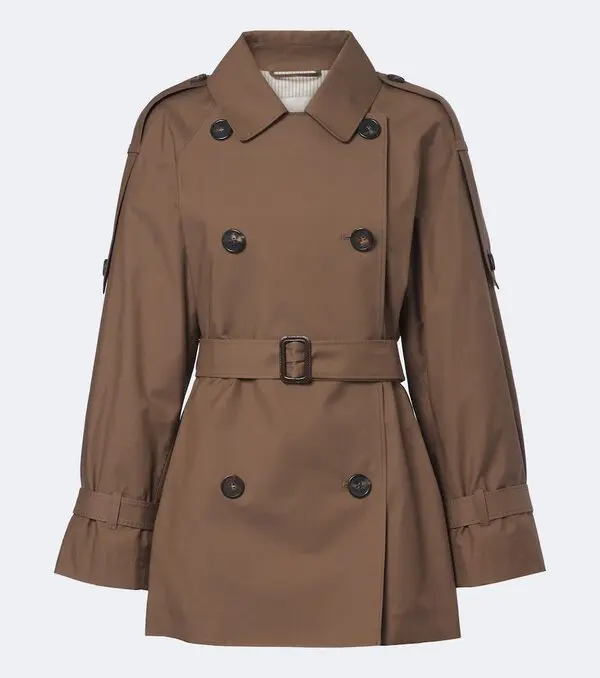 Max Mara Cropped Cotton-blend Twill Trench Coat - Brown