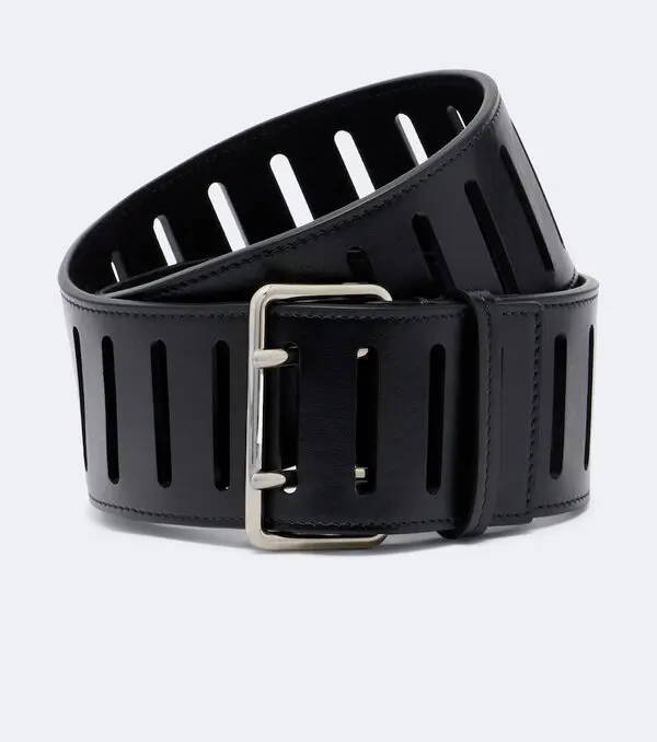 Alaïa Wide Leather Belt With Palladium Hardware - Black