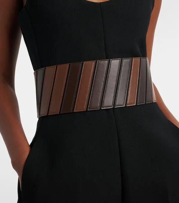 Alaïa Leather Corset Belt - Brown