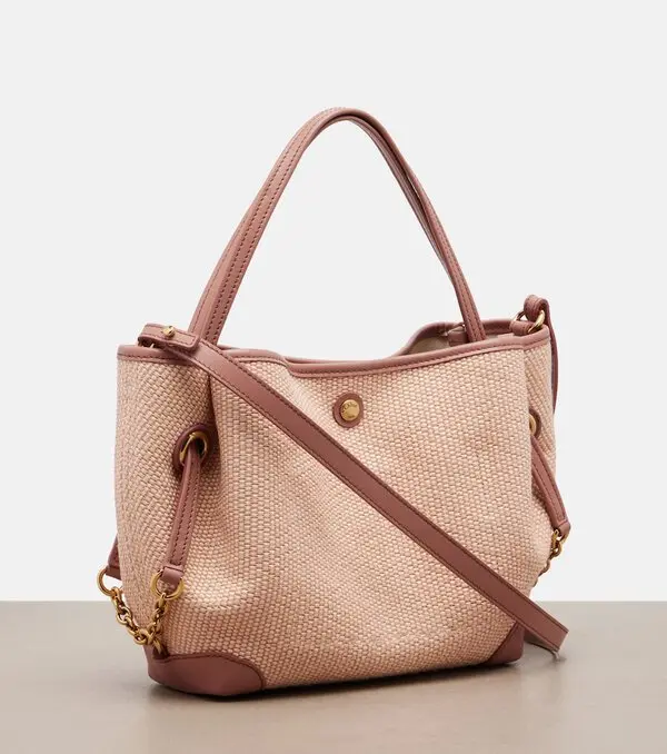 Chloé Small Raffia Tote Bag With Leather Trim