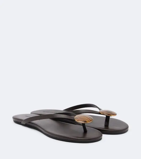 Christopher Esber Aura Quartz Leather Thong Sandals - Brown