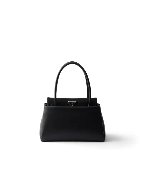 Prada Passage Small Leather Bag With Re-nylon Flap