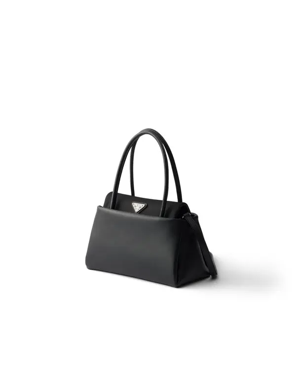 Prada Passage Small Leather Bag With Re-nylon Flap