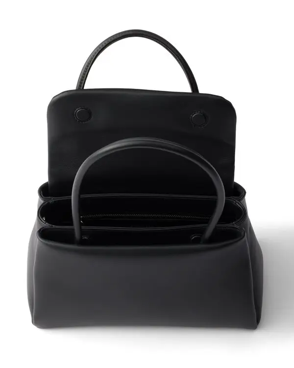 Prada Passage Small Leather Bag With Re-nylon Flap