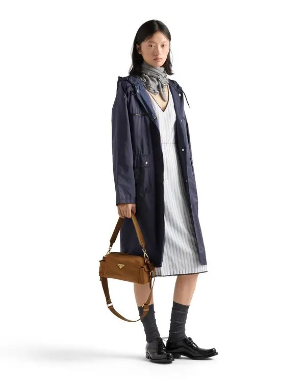 Prada Small Re-nylon And Leather Shoulder Bag - Brown