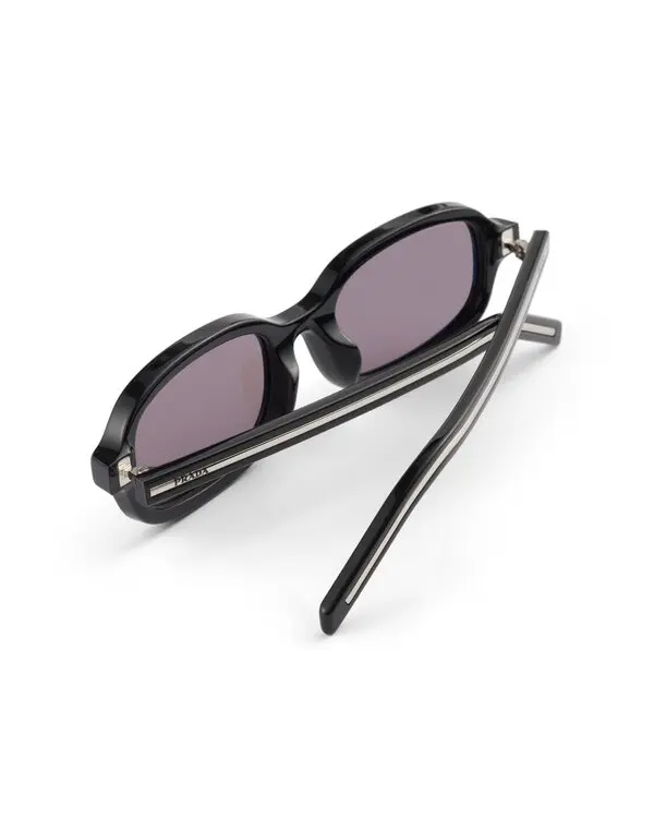 Prada Rectangular Sunglasses With Iconic Metal Plaque - Lenses