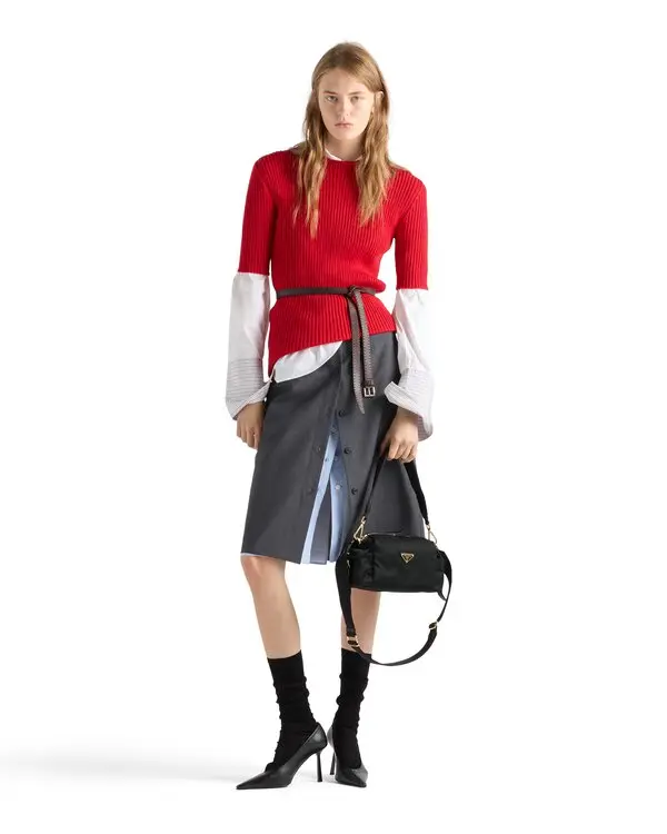Prada Small Re-nylon And Leather Shoulder Bag - Black
