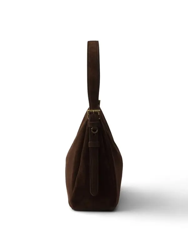 Prada Aimée Medium Suede Shoulder Bag - Brown