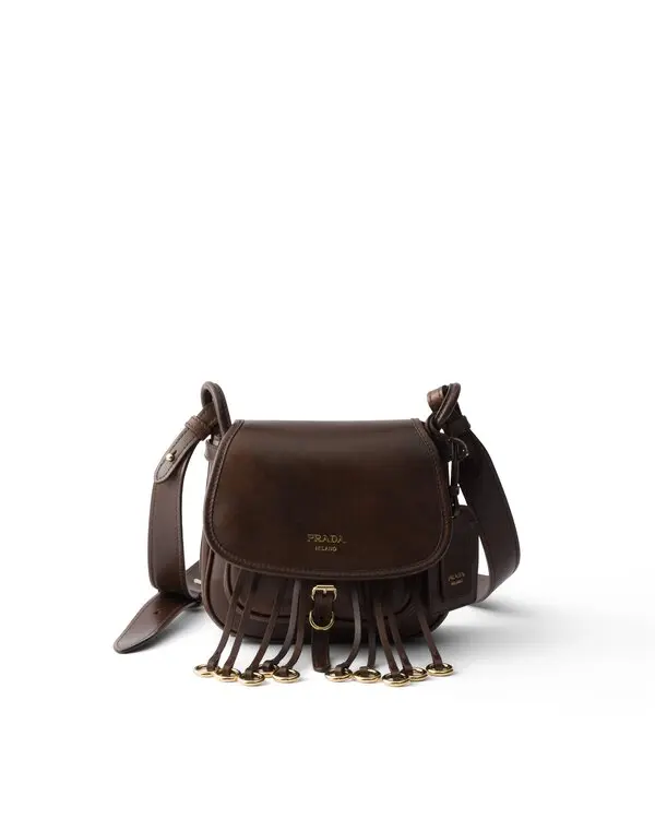 Prada Corsaire Aged Leather Mini Shoulder Bag - Brown