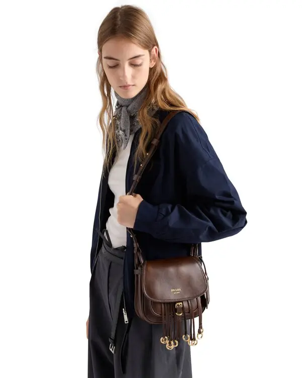 Prada Corsaire Aged Leather Mini Shoulder Bag - Brown