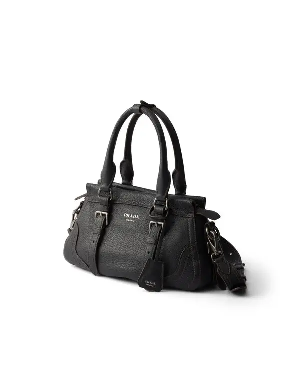 Prada Large Leather Tote Bag With Detachable Shoulder Strap