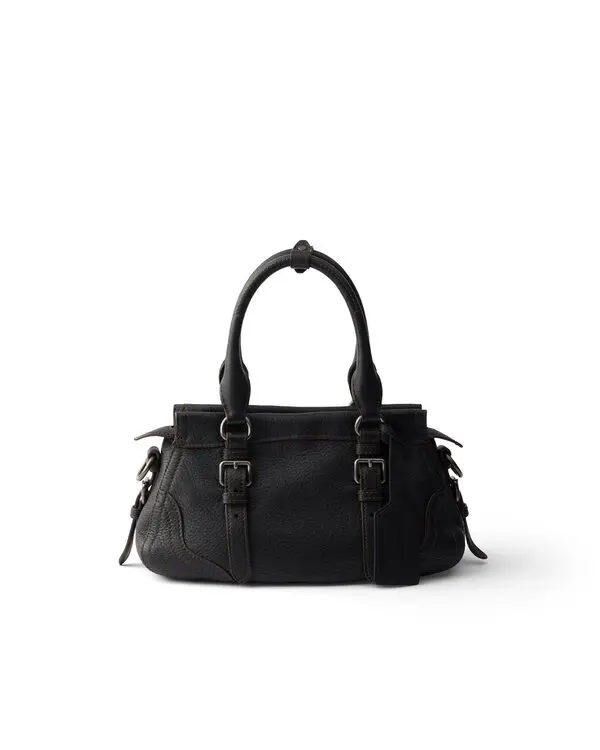 Prada Large Leather Tote Bag With Detachable Shoulder Strap