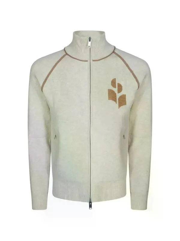 Isabel Marant Étoile Logo-intarsia Zip-up Cardigan - Neutrals