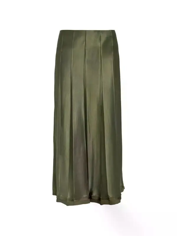Vince Satin-finish Pleated Midi Skirt