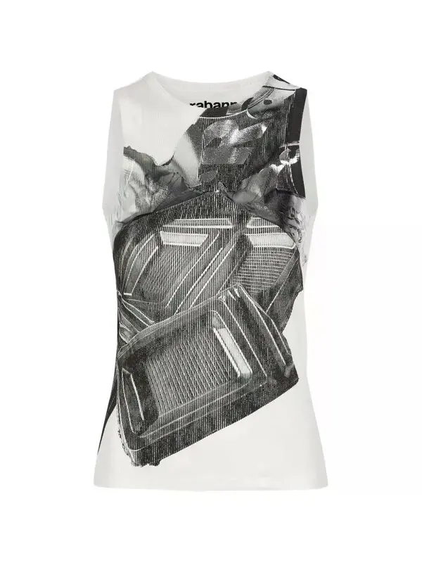 Rabanne Graphic-print Ribbed Tank Top