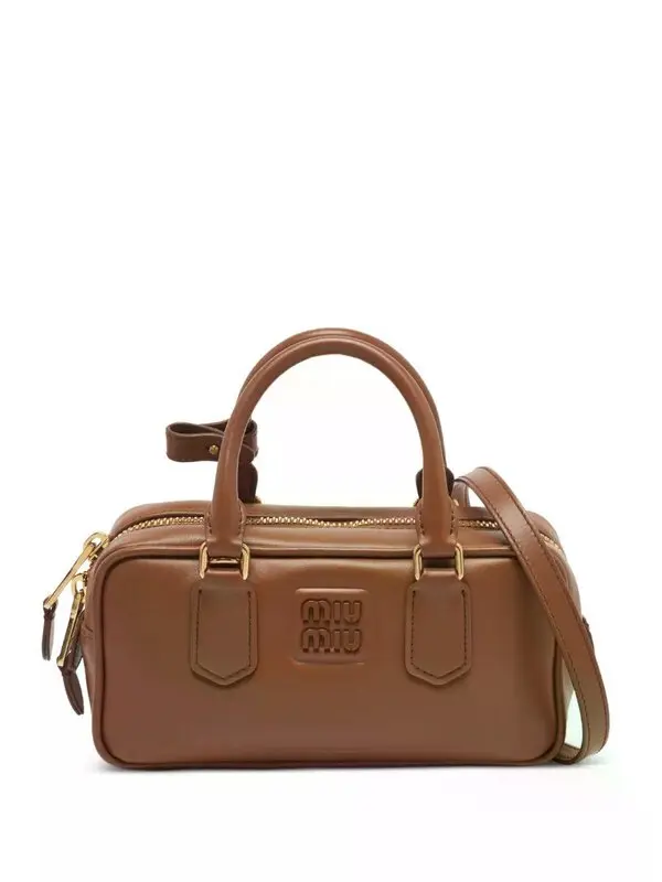 Miu Miu Arcadie Leather Satchel Bag - Brown