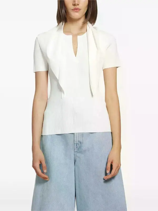 Max Mara Tie-detailed Ribbed-knit Top