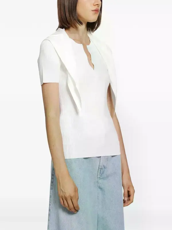 Max Mara Tie-detailed Ribbed-knit Top