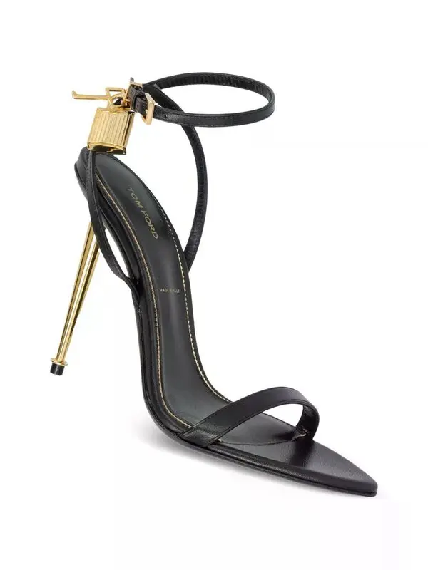 TOM FORD Padlock Leather Sandals - Black